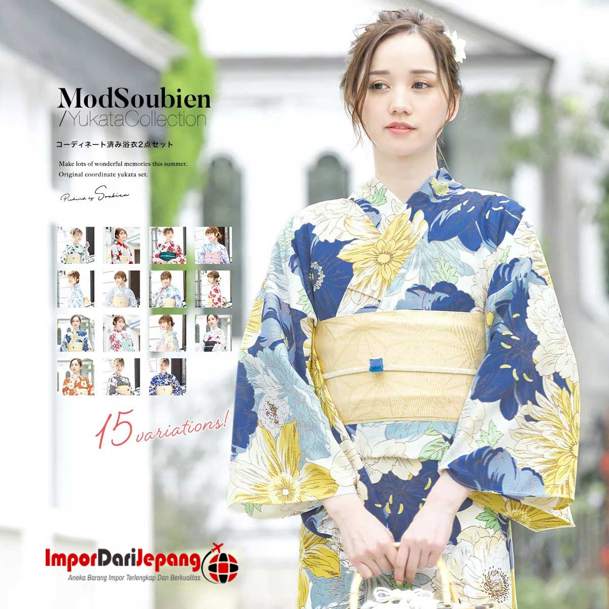 Yukata Set Setengah Lebar Sabuk Dewasa | Impor Dari Jepang