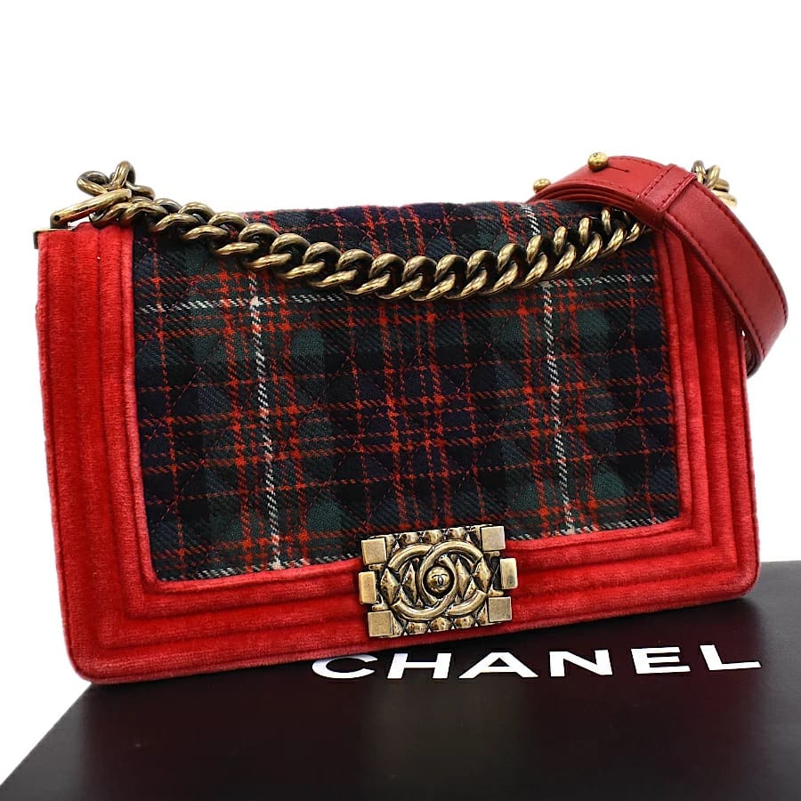 [Jastip] Tas Bahu Rantai CHANEL Coco Mark Check Velour | Impor Dari Jepang